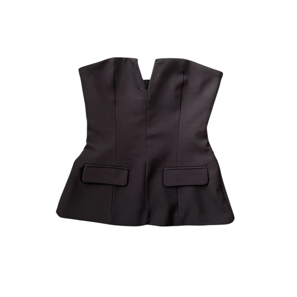 Zara | Tops | Zara Chocolate Brown Strapless Tube Top With V Neckline ...